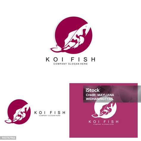 잉어 물고기 로고 디자인 장식 물고기 벡터 수족관 장식 일러스트 레이 션 브랜드 제품 강에 대한 스톡 벡터 아트 및 기타 이미지