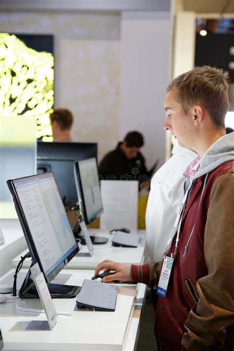 Man Tries New All In One Lg Computer At Ces Editorial Stock Photo Image Of Film Hires