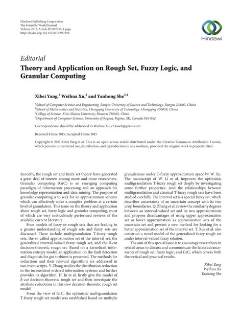 Pdf Theory And Application On Rough Set Fuzzy Logic And Granular Computing
