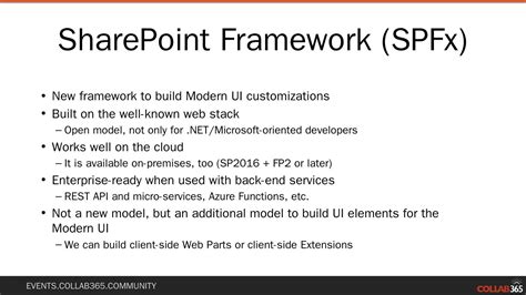 understanding sharepoint framework and modern development pptx