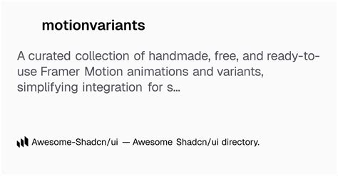 Motionvariants Free Ready To Use Framer Motion Animations For Your Next Project Awesome