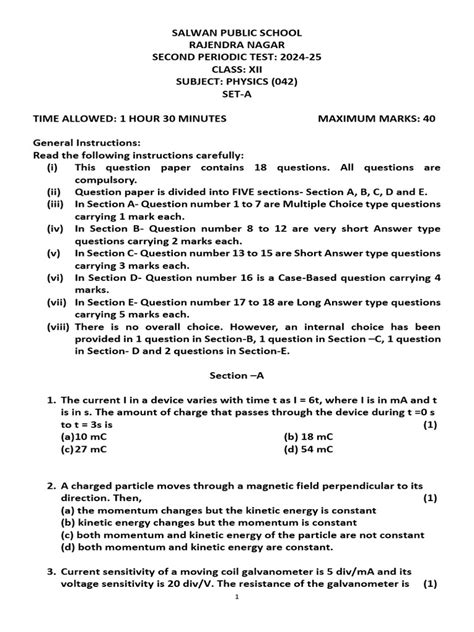 Pt Ii Xii Physics Set A Pdf