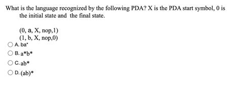 Solved What Is The Language Recognized By The Following PDA Chegg Com