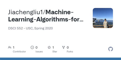 Github Jiachengliu Machine Learning Algorithms For Data Science Dsci Usc Spring