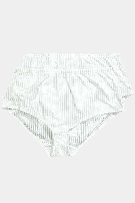 2 Pack Of Stretch Microfiber Brief Panties Pinstripe Snow White
