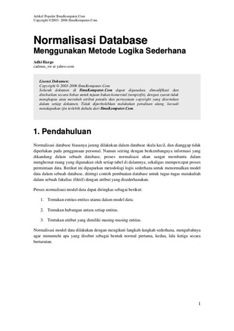 Normalisasi Database Normalisasi Database
