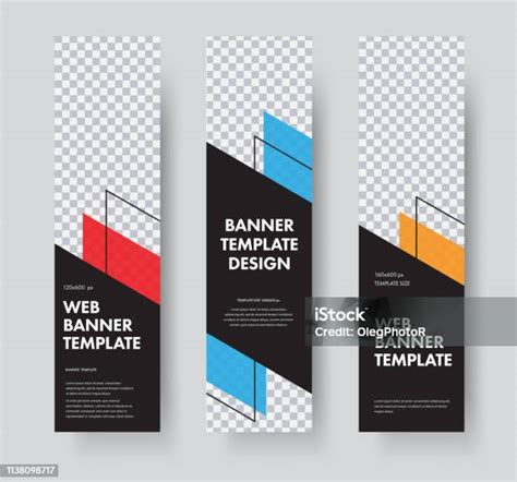 벡터 수직 사진 및 스트로크에 대 한 대각선 요소와 웹 배너 템플릿입니다 형판에 대한 스톡 벡터 아트 및 기타 이미지 형판
