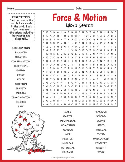 Force And Motion Word Search