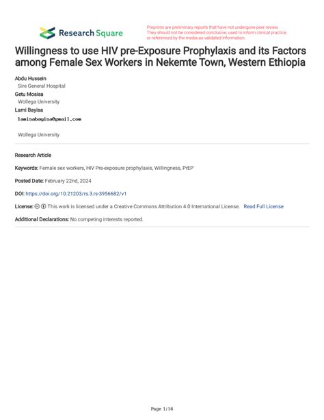 Pdf Willingness To Use Hiv Pre Exposure Prophylaxis And Its Factors