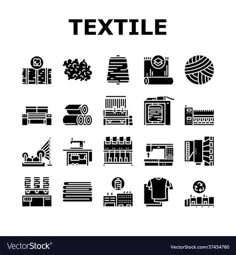 Textile Production Collection Icons Set Royalty Free Vector