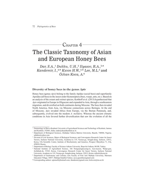 Pdf The Classic Taxonomy Of Asian And European Honey Bees