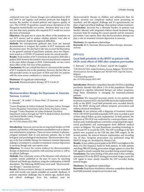 Pdf Local Field Potentials In The Bnst In Patients With Ocd Acute Effects Of Dbs After