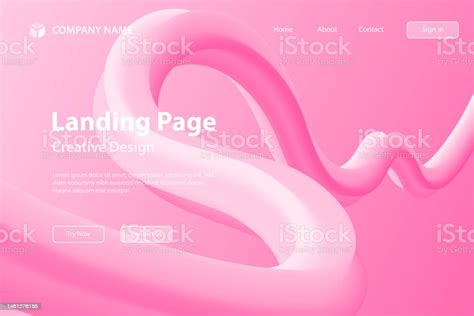 방문 페이지 템플릿 핑크 그라데이션 배경의 유체 추상 설계 0명에 대한 스톡 벡터 아트 및 기타 이미지 0명 3차원 형태 가상현실 Istock