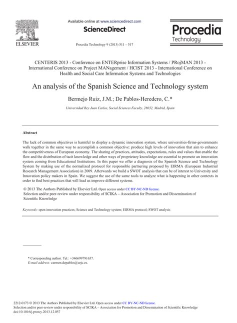 Pdf An Analysis Of The Spanish Science And Technology System