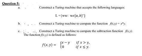 solved question 5 a construct a turing machine that