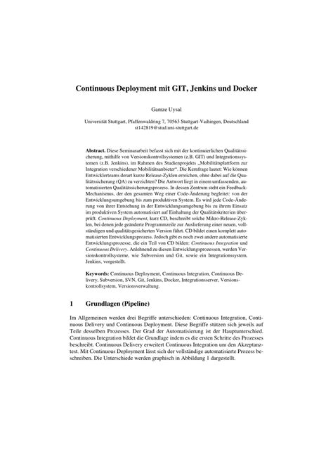 Pdf Continuous Deployment Mit Git Jenkins Und Docker