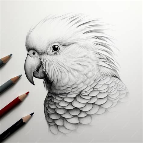 Premium Photo Realistic Hyperdetailed Parrot Drawing With Pencils Uhd Image