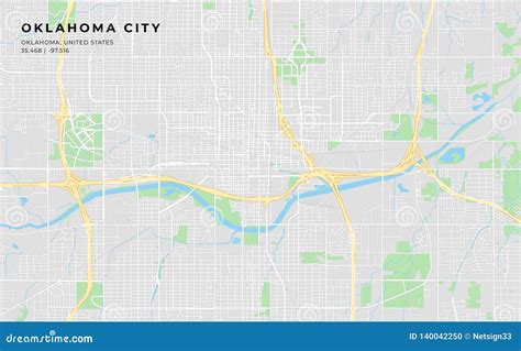 Printable Street Map Of Oklahoma City Oklahoma Stock Vector