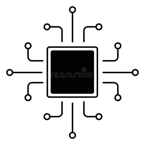 Processor Line Icon Microchip Cpu Technology Board Central Processing