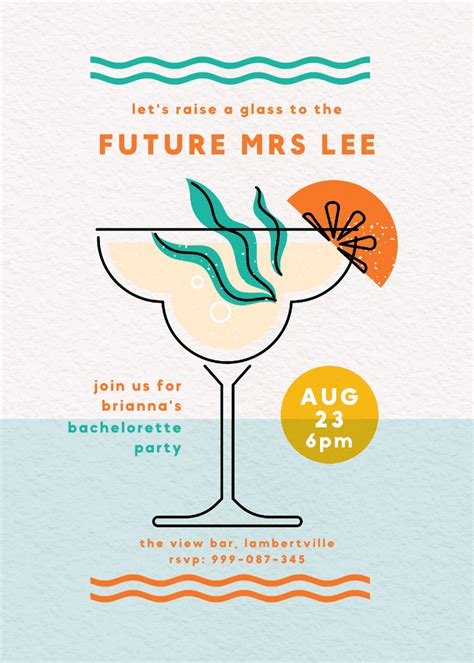 Yuzu Cocktail Bachelorette Party Invitation Template Free