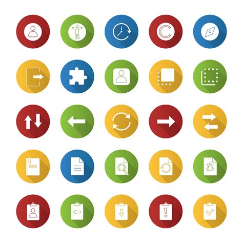 Ui Ux Flat Design Long Shadow Glyph Icons Set System Elements Common