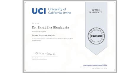 Dr Shraddha Bhadauria On Linkedin Completion Certificate For Human Resources Analytics