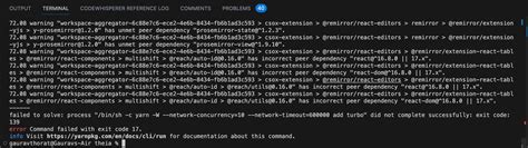 Failed To Solve Process Binsh C Yarn W Network Concurrency10