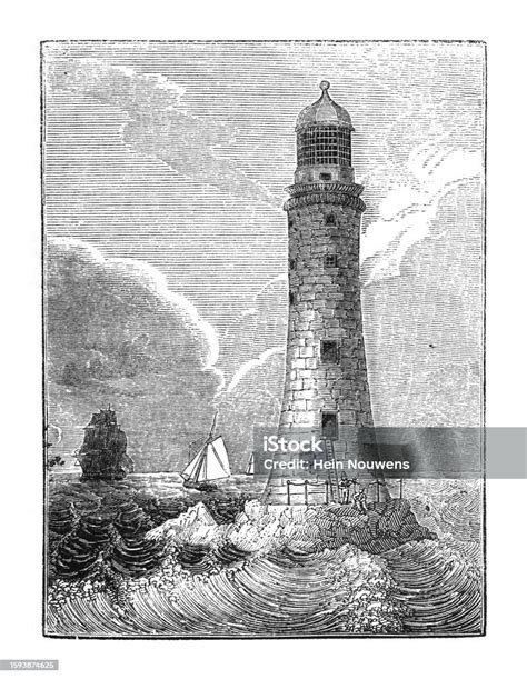 에디스톤 등대 빈티지 새겨진 일러스트 0명에 대한 스톡 벡터 아트 및 기타 이미지 Istock