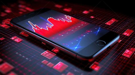 생생한 스마트폰 배경에 빨간색 화살표 표시기가 있는 3d 렌더링된 주식 시장 그래프 외환 배경 빨간색 배경 디지털 경제 배경 이미지 Hd 외환 빨간색 디지털 경제