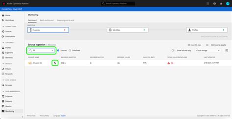 monitor dataflows for sources in the ui adobe experience platform