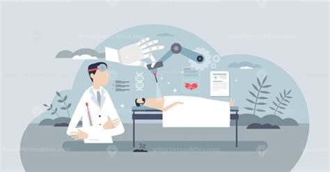 Robotic Surgery And Autonomous Medical Surgeon Procedures Tiny Person Concept Vectormine