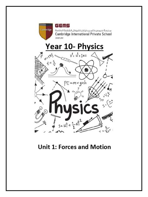 Igcse Pearson Edexcel Physics Booklet Pdf Weight Force