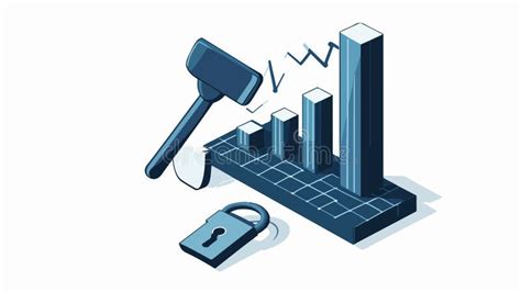 Secure Data Analysis With Pickaxe Bar Chart And Padlock Symbol Stock Vector Illustration Of