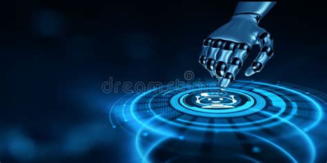 Chatbot Chat Bot Customer Service Automation Robotic Hand Pressing Button 3d Render Stock