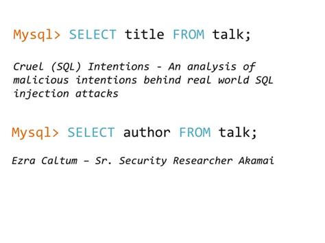 Cruel Sql Intentions Ppt