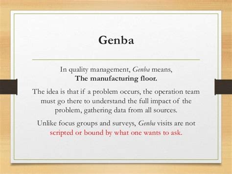 Genba Or Gemba A Problem Solving Technique