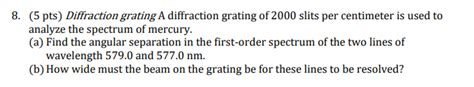 Solved 8 5 Pts Diffraction Grating A Diffraction Grating