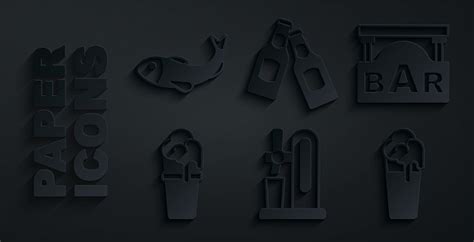 유리 거리 간판 바 맥주 한 잔 병 및 건어물 아이콘으로 맥주 탭을 설정합니다 벡터 0명에 대한 스톡 벡터 아트 및 기타 이미지 0명 3차원 형태 Ale Istock