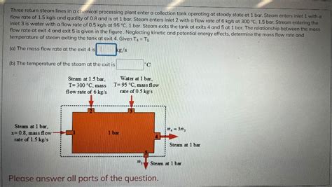Solved Three Return Steam Lines In A Chemical Processing Chegg Com