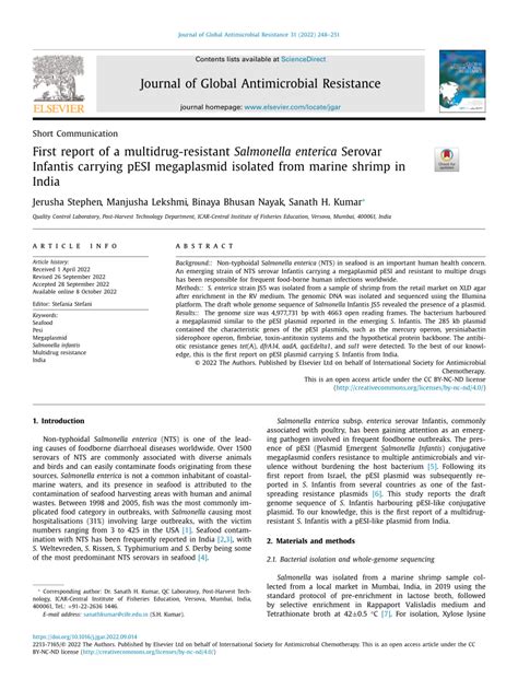Pdf First Report Of A Multidrug Resistant Salmonella Enterica Serovar Infantis Carrying Pesi