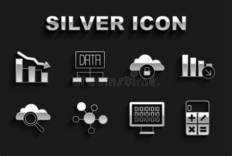 Set Mind Map Infographic Financial Growth Decrease Calculator Binary Code Search Cloud