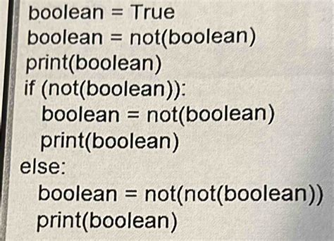solved boolean tru bool ear 1 not boolean print boolean if not