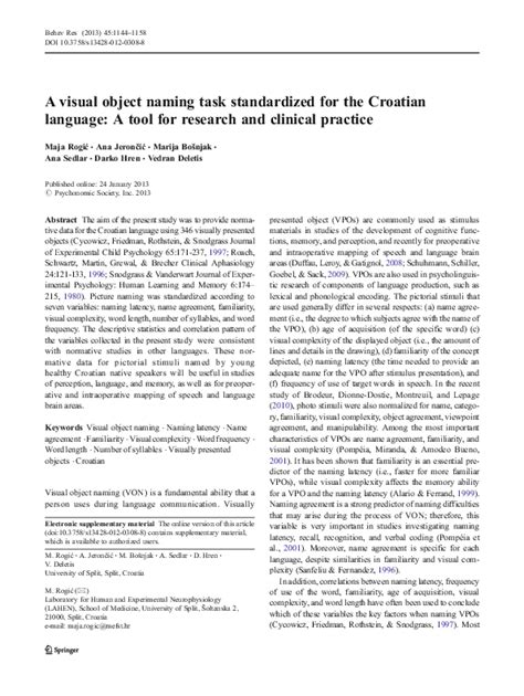 pdf a visual object naming task standardized for the croatian