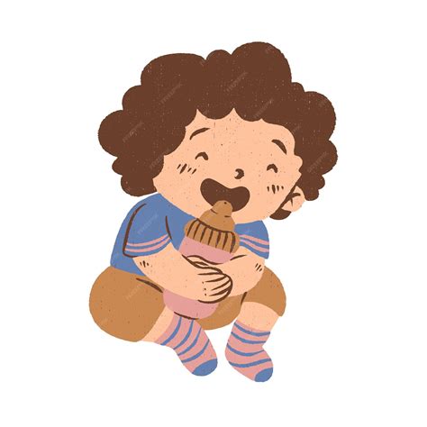 Bebé Niño Gateando Vector Premium