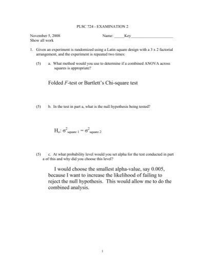 Folded F Test Or Bartletts Chi Square Test Ho σ2 I Would Choose The