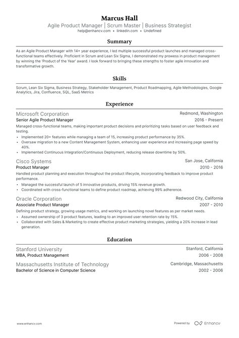 10 Agile Product Manager Resume Examples And Guide For 2025