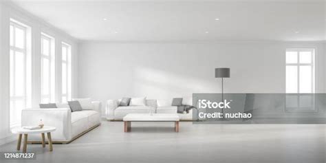 콘크리트 벽에 흰색 소파와 사이드 테이블 최소한의 스칸디나비아 디자인과 현대적인 거실의 관점 3d 렌더링 0명에 대한 스톡 사진 및 기타 이미지 Istock