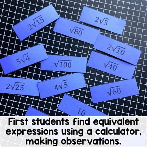 Simplifying Square Roots And Radical Expressions Introduction Lesson Card Sort
