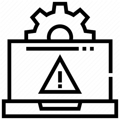Attention Caution Warning Laptop Cog Wheel Management Icon