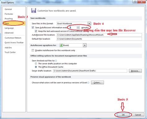 Thay đổi thời gian Tự động lưu File Save AutoRecover trên Excel